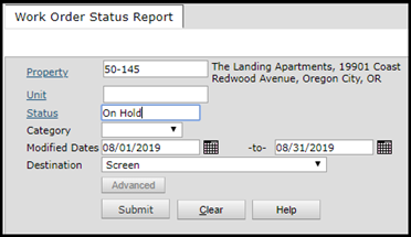 Work Order Status History Report – The Randall Group