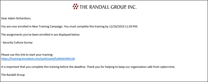 REMINDER Security Awareness Training Platform – The Randall Group